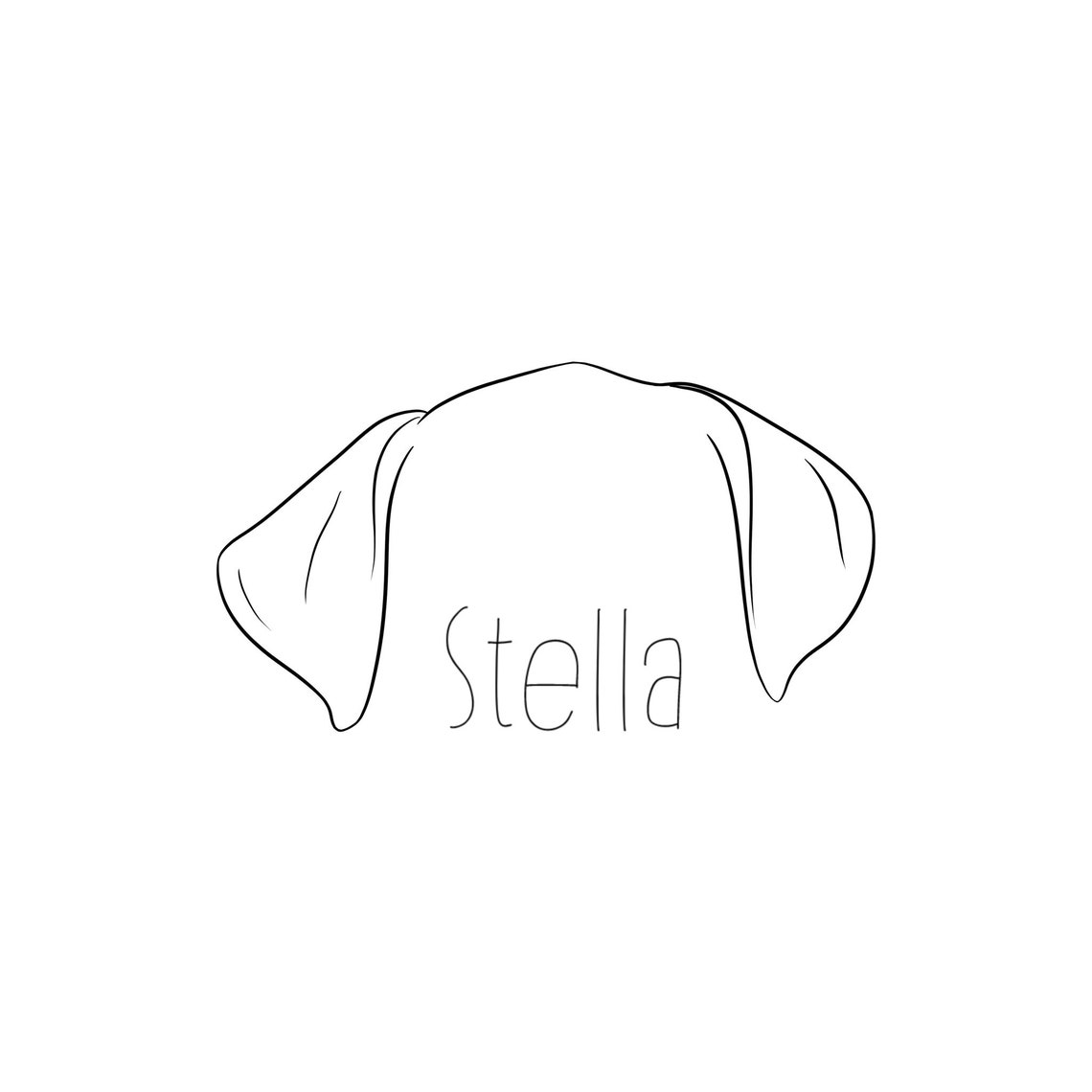 DIGITAL Custom Pet Ear Tattoo Design, Dog Cat Outline Design With Name ...