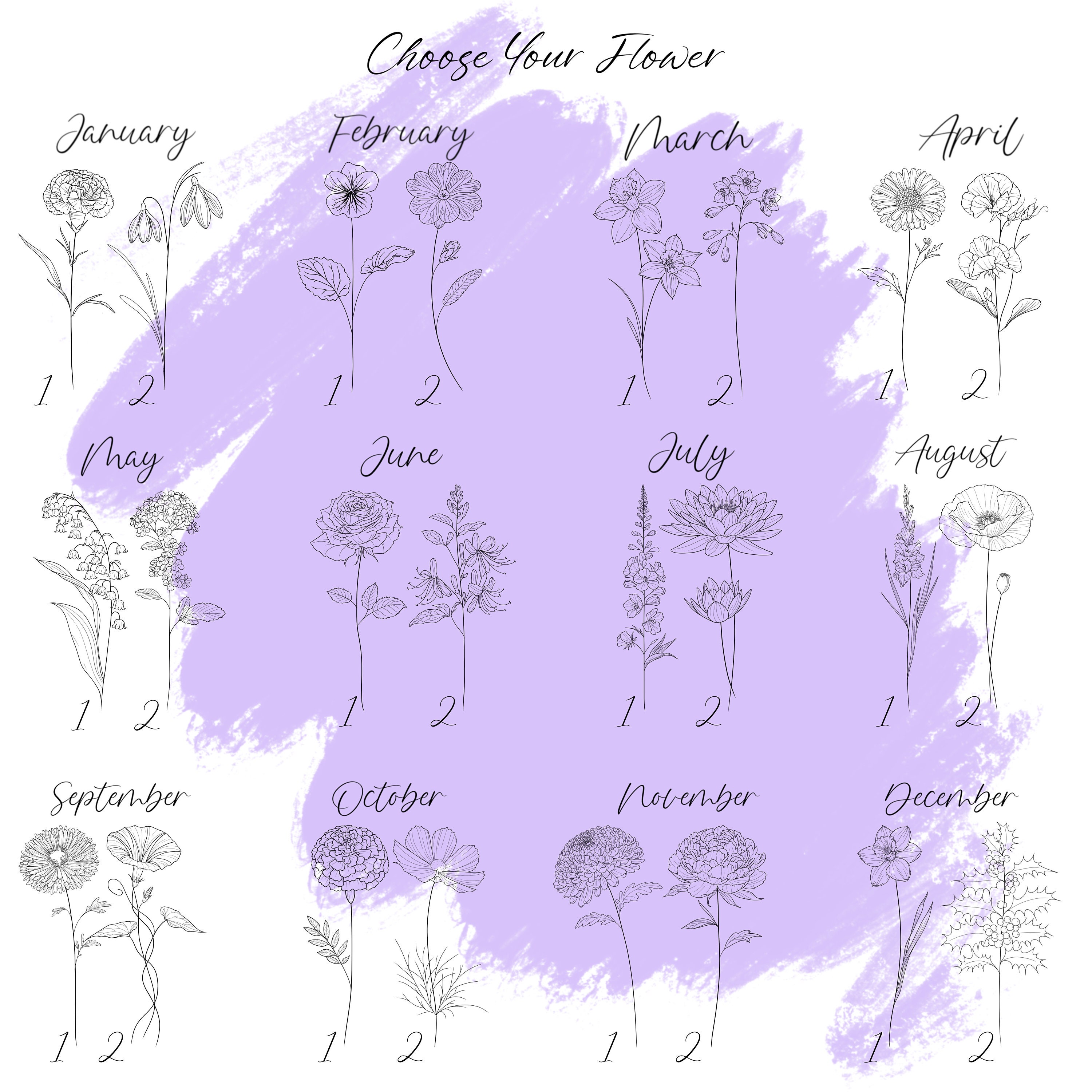 Custom Birth Flower With Name Tattoo Design Commission, Birth Month ...