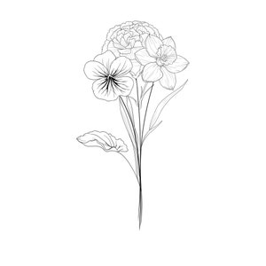 DIGITAL Custom Birth Month Flower, Minimalist Design, Birth Flowers ...