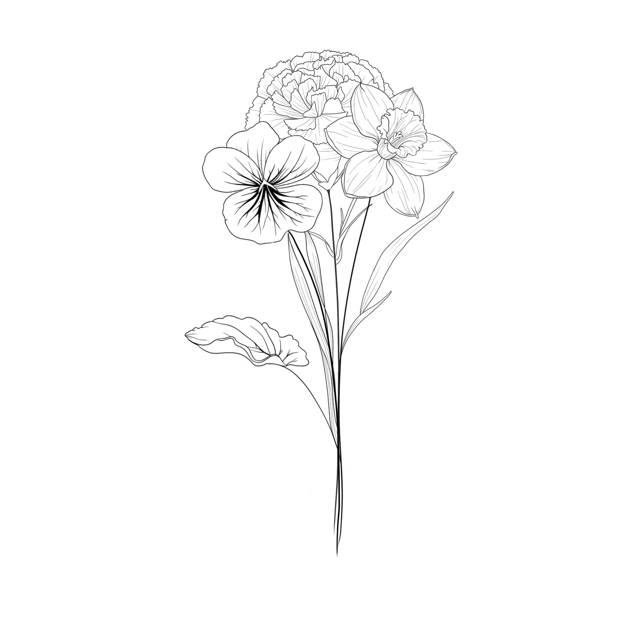 DIGITAL Custom Birth Month Flower, Minimalist Design, Birth Flowers ...