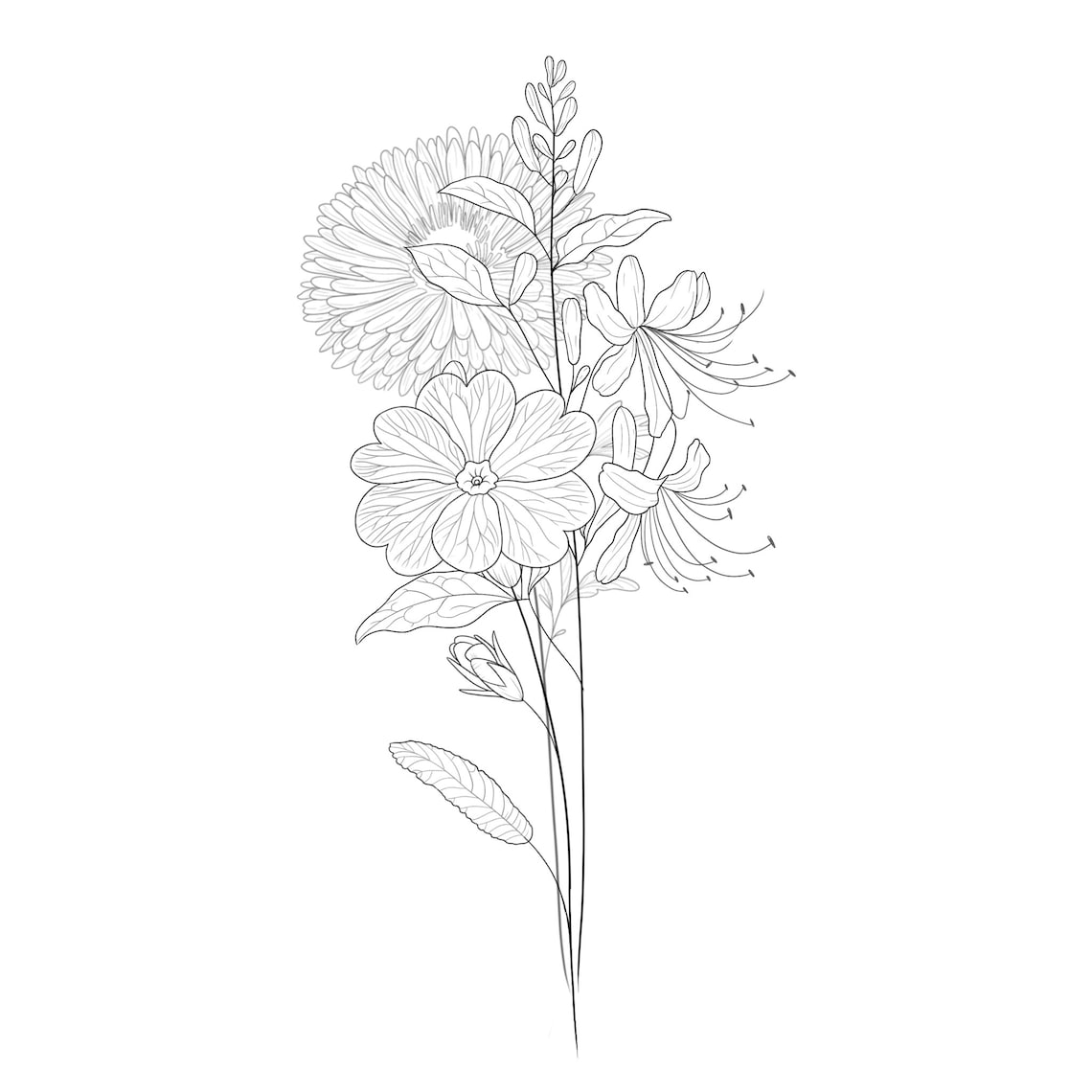 DIGITAL Custom Birth Month Flower, Minimalist Design, Birth Flowers ...