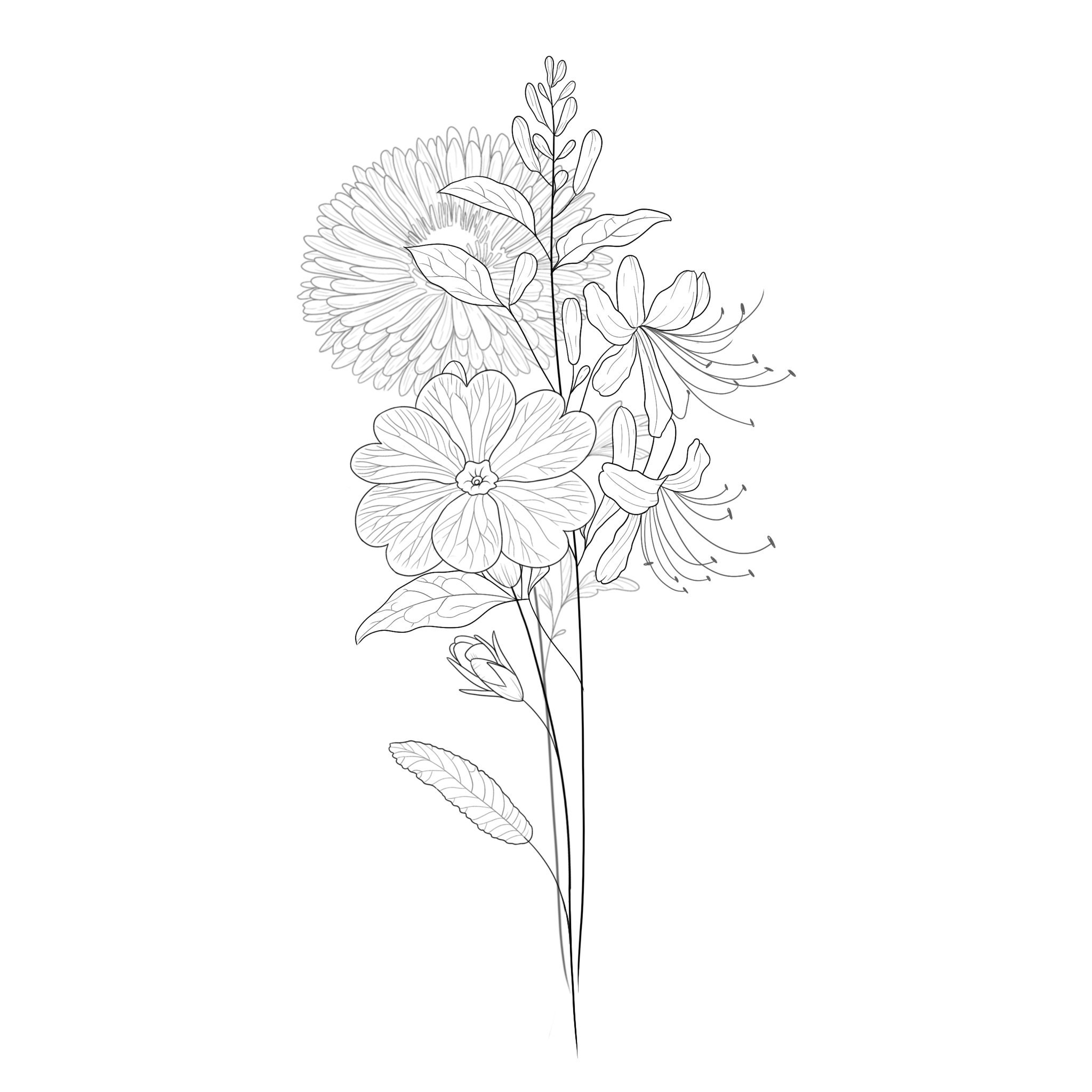 DIGITAL Custom Birth Month Flower, Minimalist Design, Birth Flowers ...