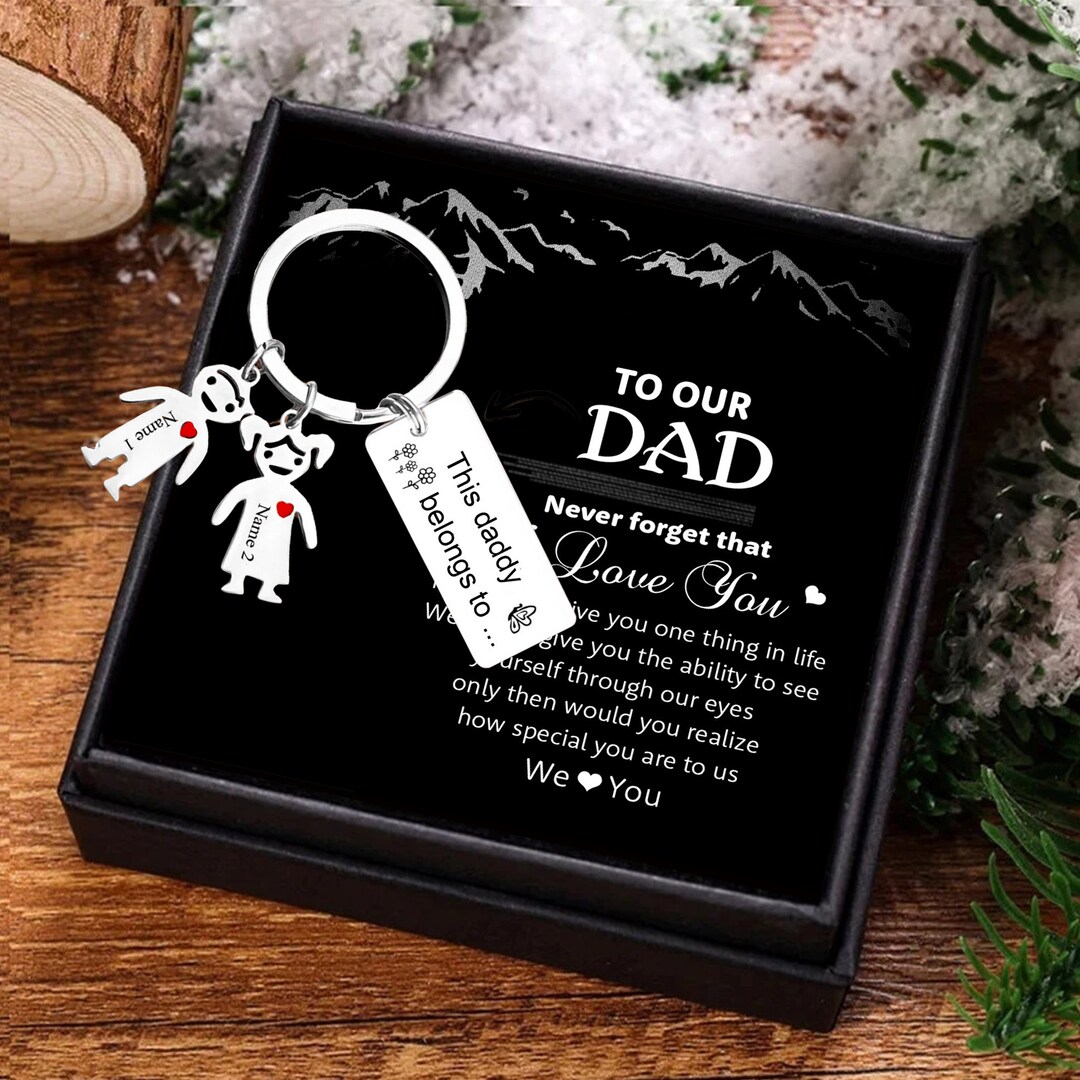 This Daddy Belongs To... Keychain, Custom Family Keyring for Dad, Daddy ...