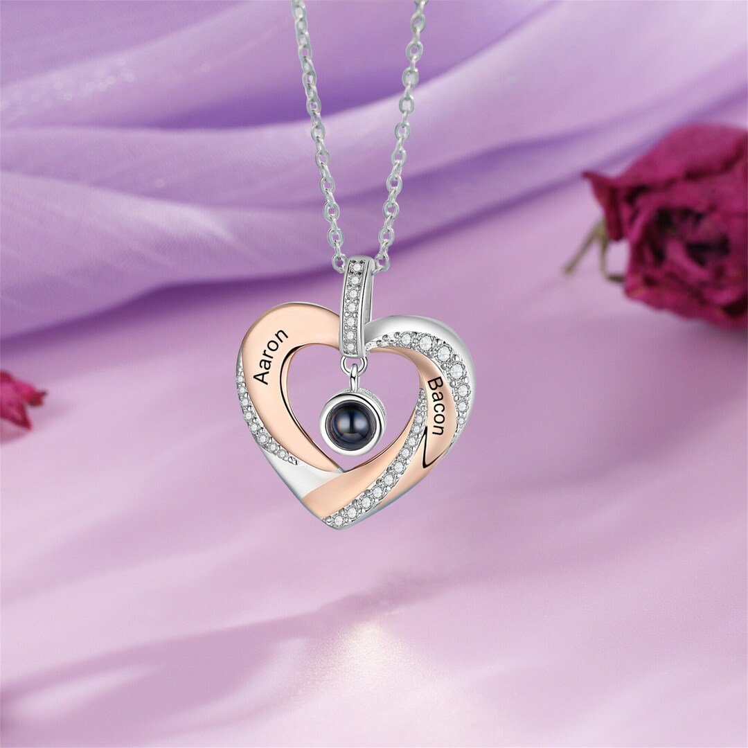 Heart Projection Necklace, Custom Memorial Photo Pendant, Picture ...