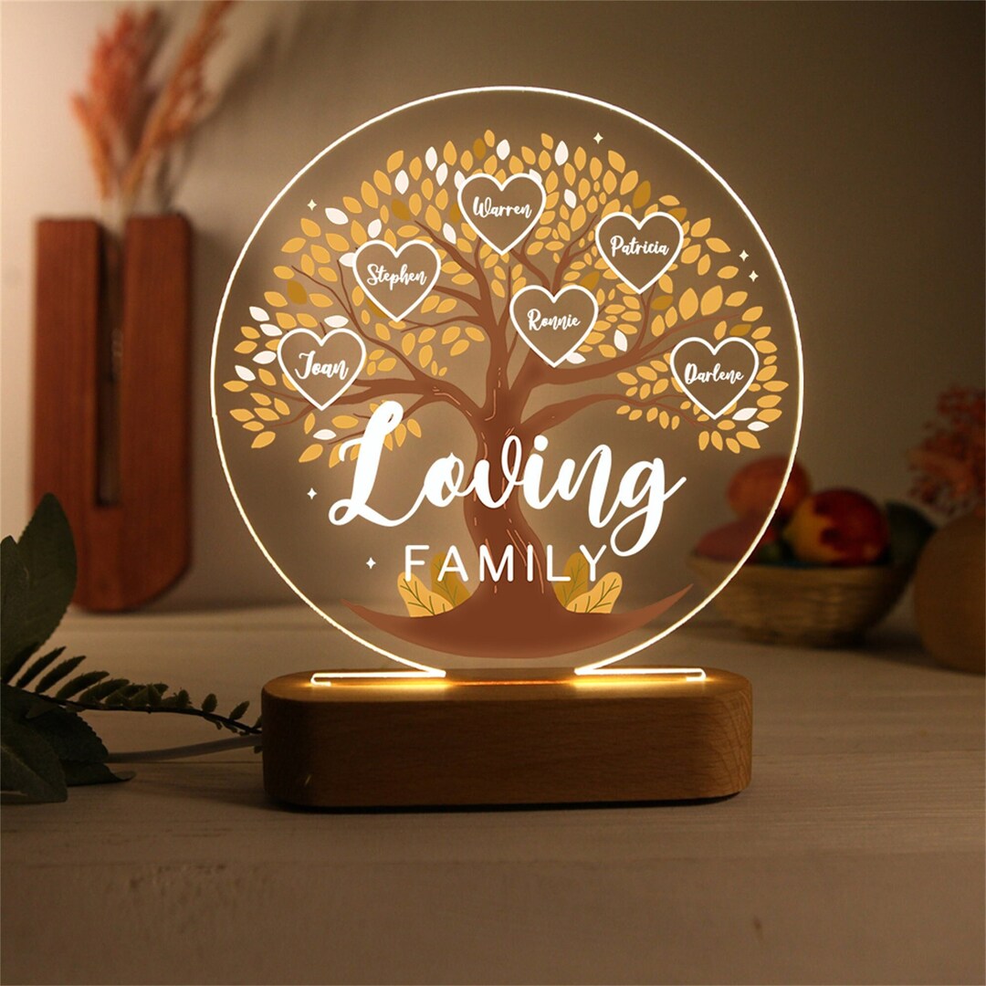 Tree of Life Names Night Light Mother's Day Gift, Family Tree Night ...