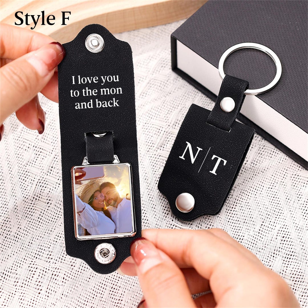Custom Gifts for Men, Leather Keychain With Photo, Personalized Gifts ...
