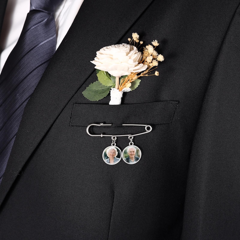 Personalized Wedding Lapel Pin - Custom Photo Lapel Pin - Boutonniere ...