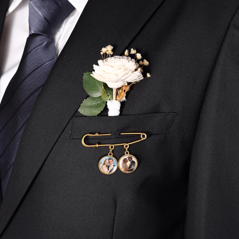 Personalized Wedding Lapel Pin - Custom Photo Lapel Pin - Boutonniere ...