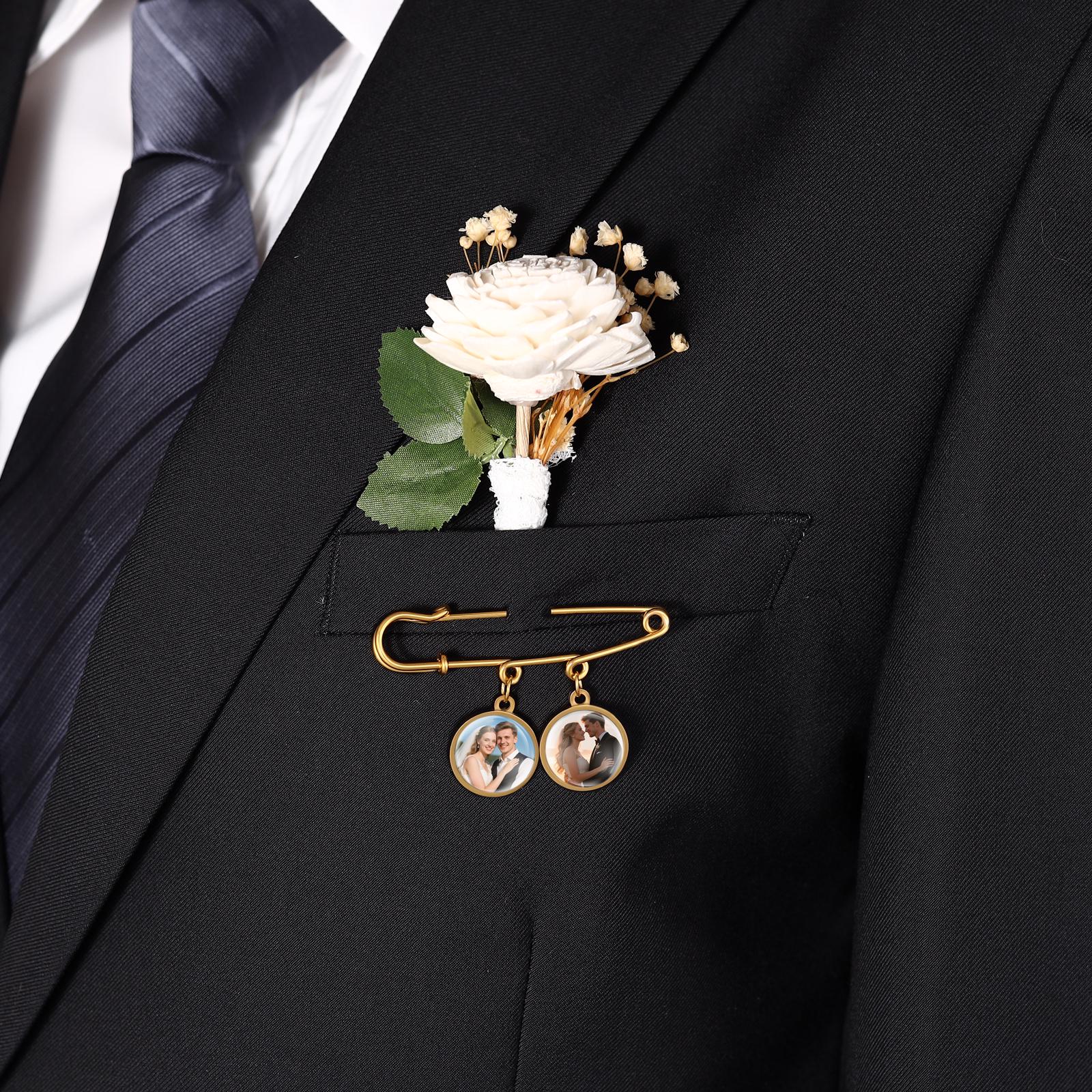 Personalized Wedding Lapel Pin - Custom Photo Lapel Pin - Boutonniere ...