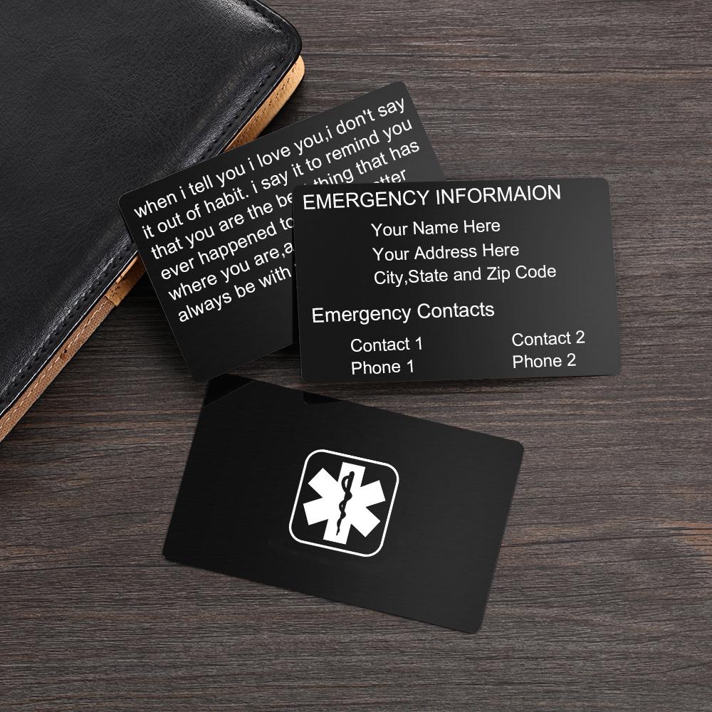 Custom Medical Wallet Insert, Medical ID Card, Stainless Steel Medical ...