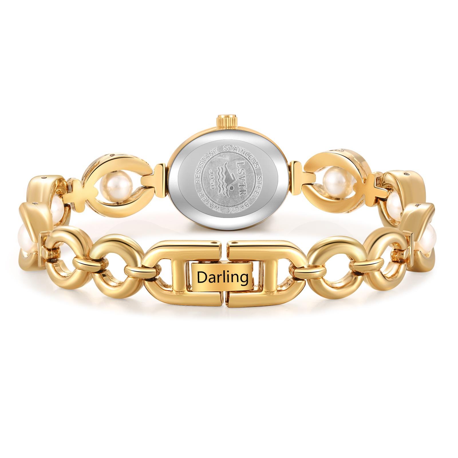 Women's Pearl Watch,custom Pearl Gold Watch With Name,freshwater Pearl ...