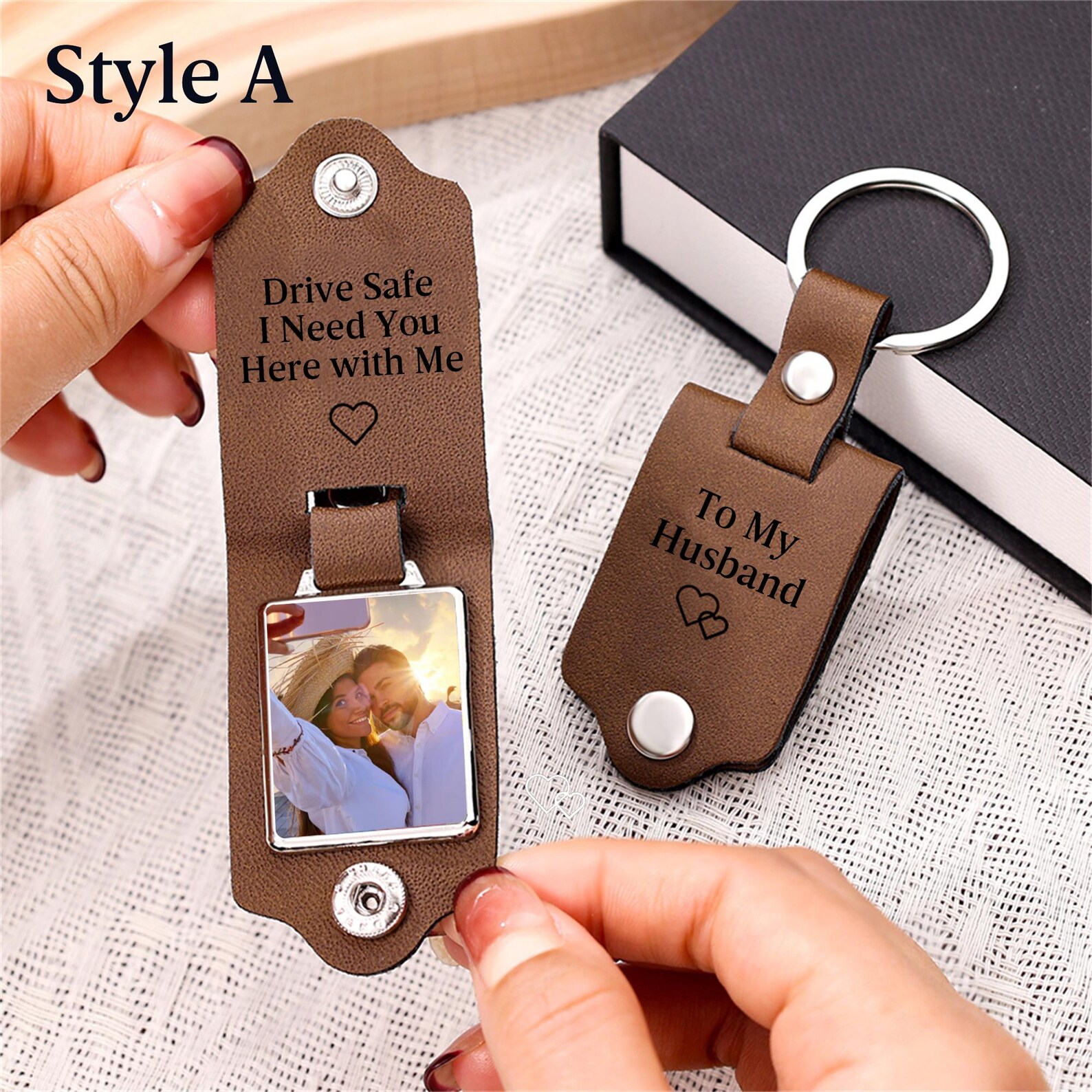 Custom Gifts for Men, Leather Keychain With Photo, Personalized Gifts ...
