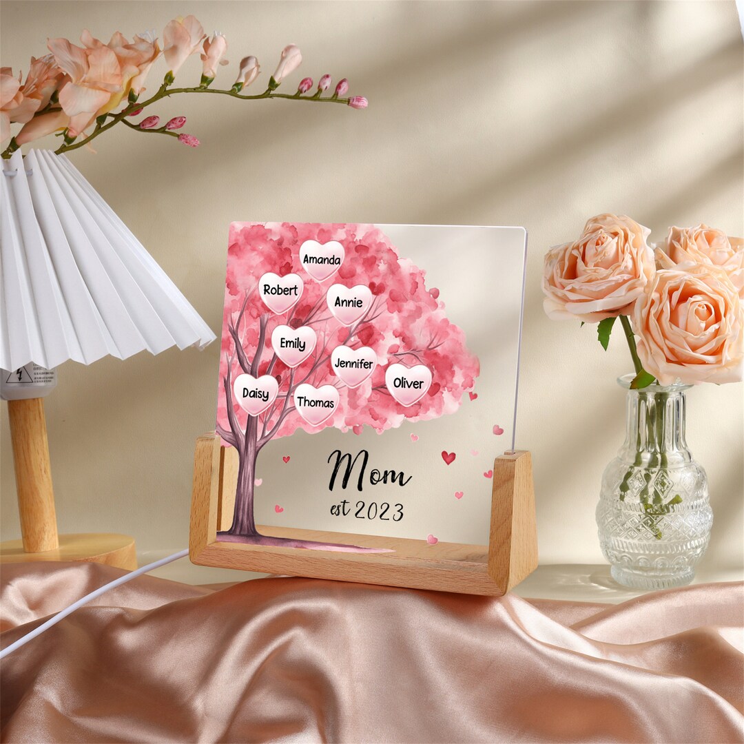 Family Names Night Light Mother's Day Gift, Family Tree Night Light ...