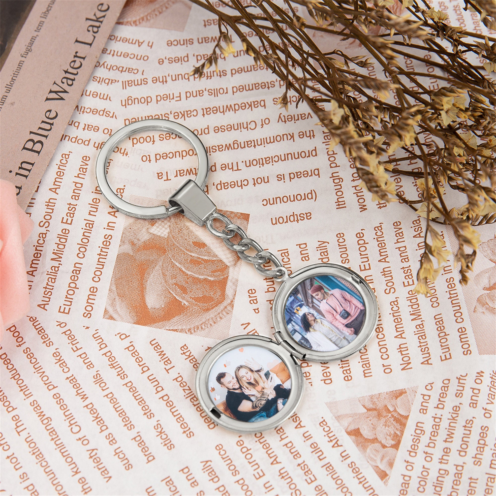 Heart Locket Key Chain, Remembrance Photo Locket Keychain, Heart ...
