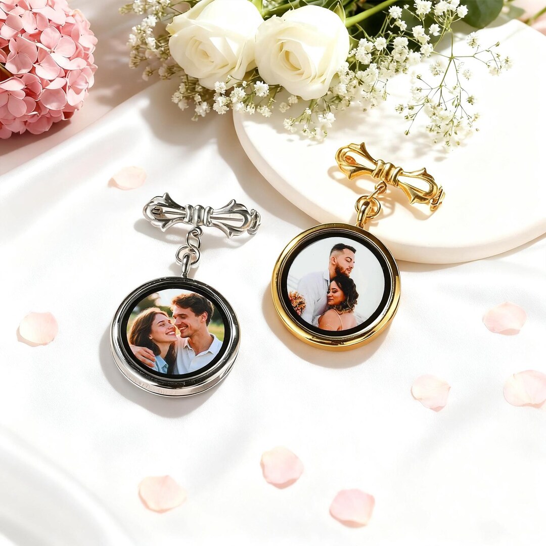 Custom Photo Lapel Pin for Groom Wedding Gift Custom Photo Boutonniere ...