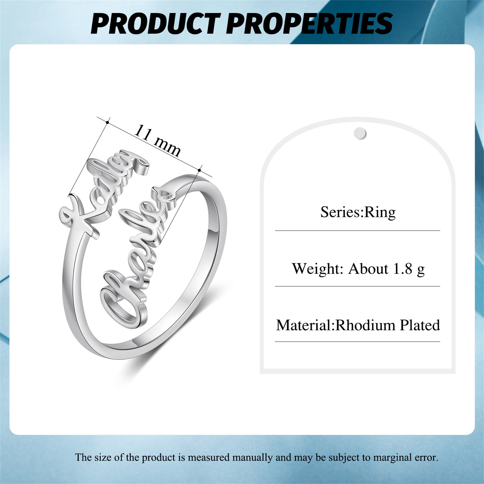 Double Name Ring, Two Name Ring, Adjustable Ring, Ring for Women ...