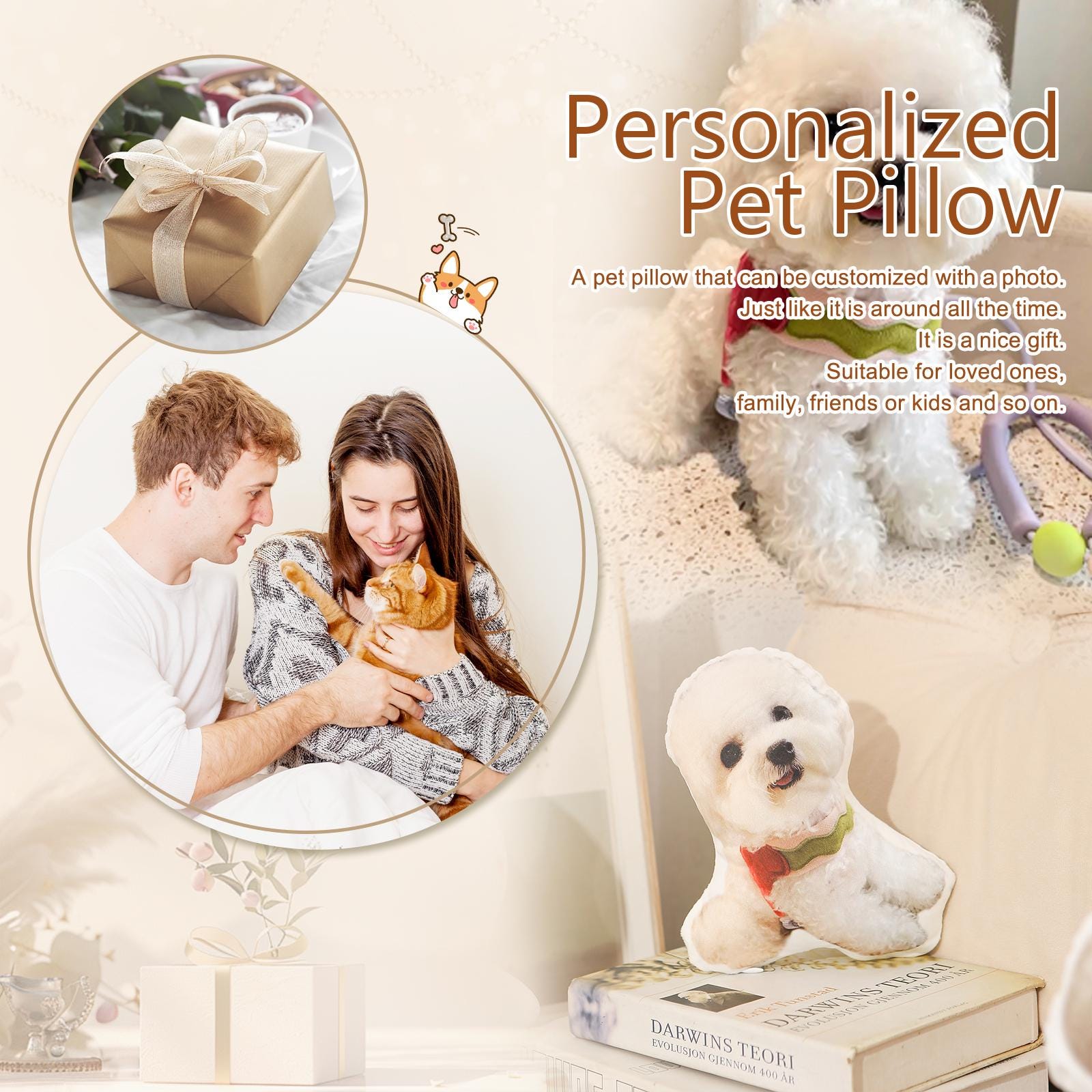 Custom 3D Pet Pillow From Photo, Personalized Dog/cat Shaped Pillow,dog ...
