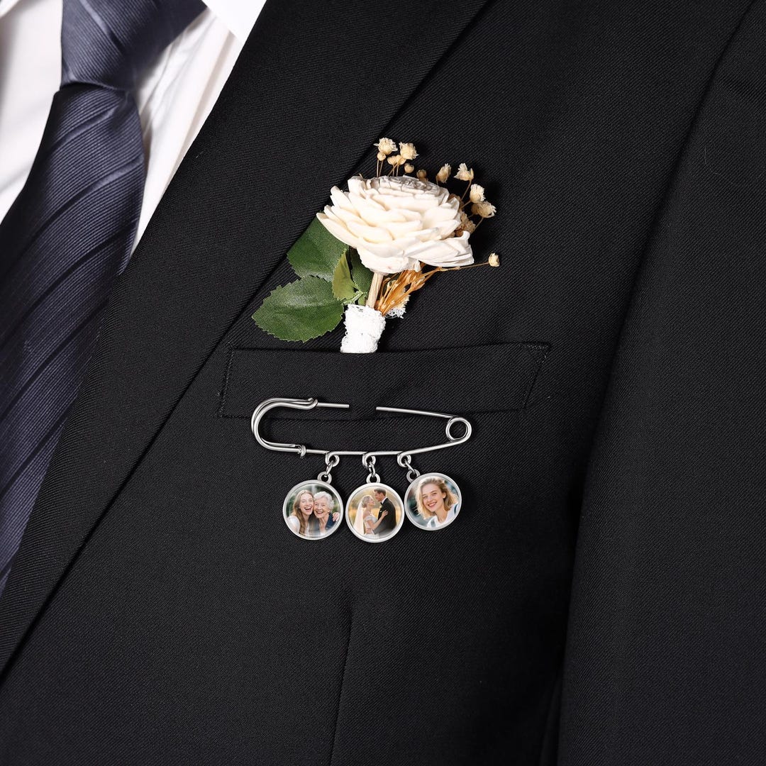 Personalized Wedding Lapel Pin - Custom Photo Lapel Pin - Boutonniere ...