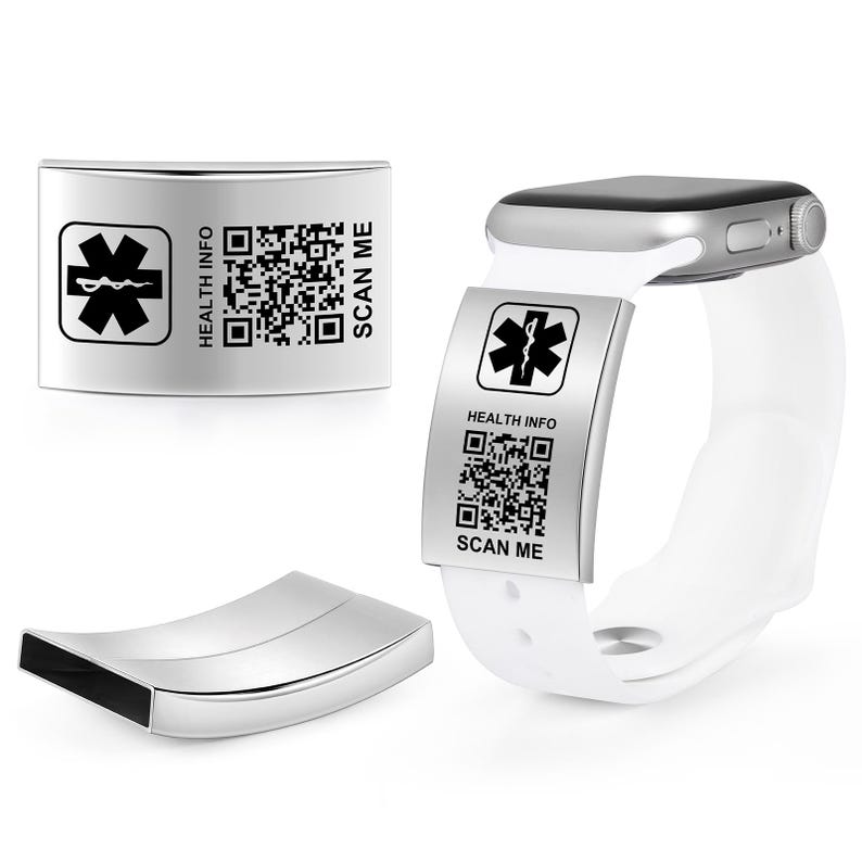 Personalized Medical Alert ID Tag for Watch Band Engraved, Medical ID ...