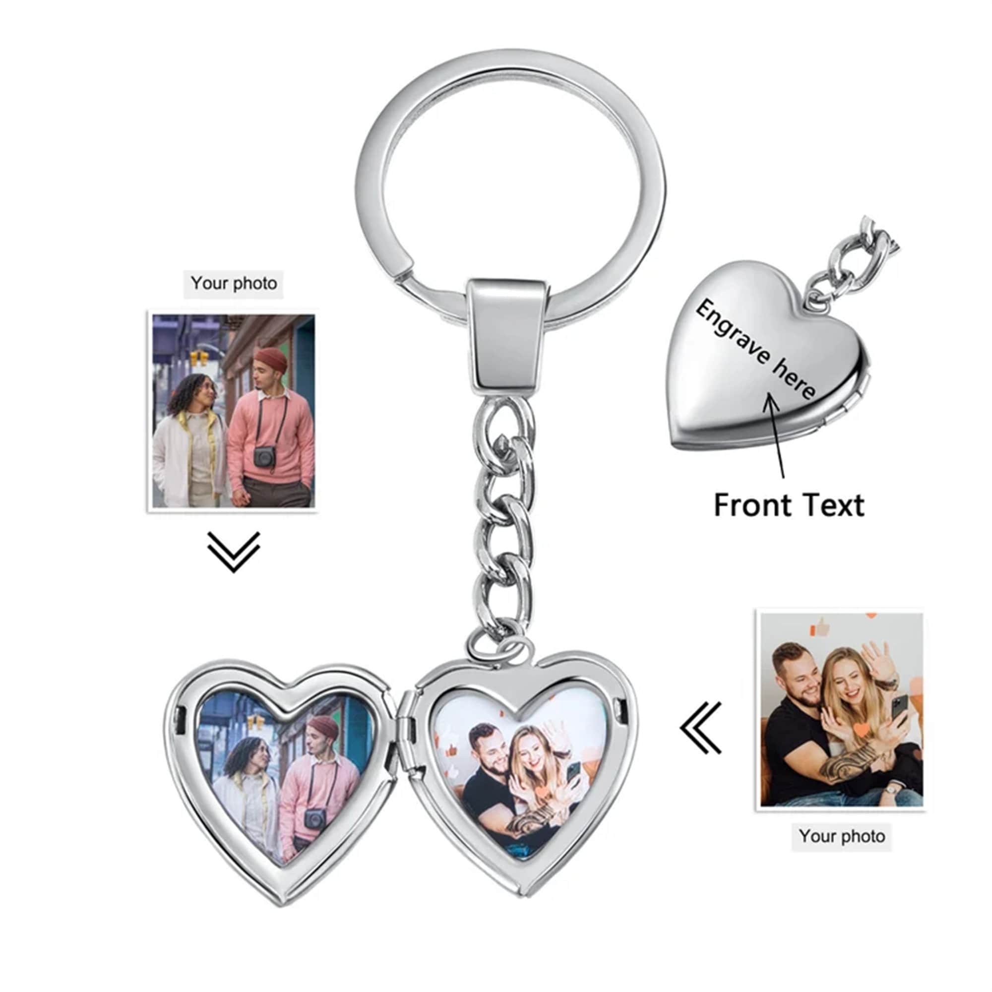 Heart Locket Key Chain, Remembrance Photo Locket Keychain, Heart ...