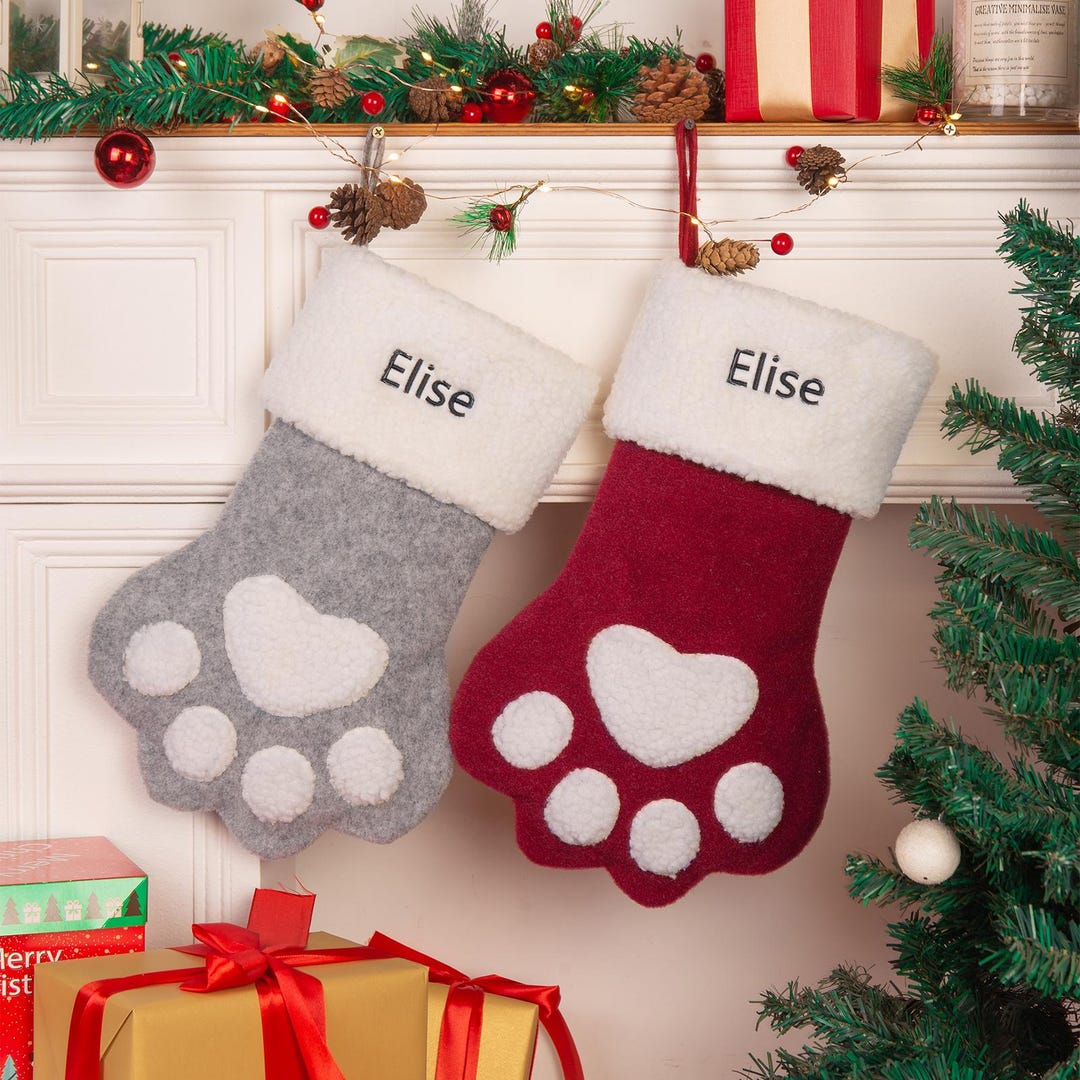 Personalized Dog Paw Christmas Stockings,christmas Dog Stockings,cat ...