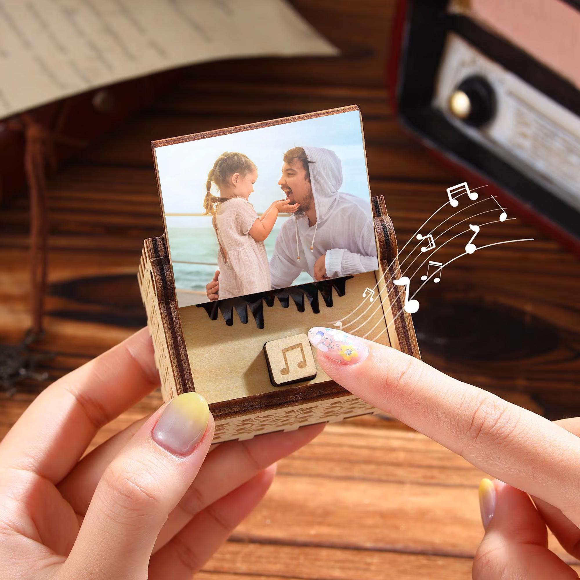 Personalized Custom Song & Photo Wooden Music Box Keepsake Voice Record ...
