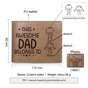 Personalized Photo Engraved Leather Wallet for Dad, Custom Dad Wallet ...