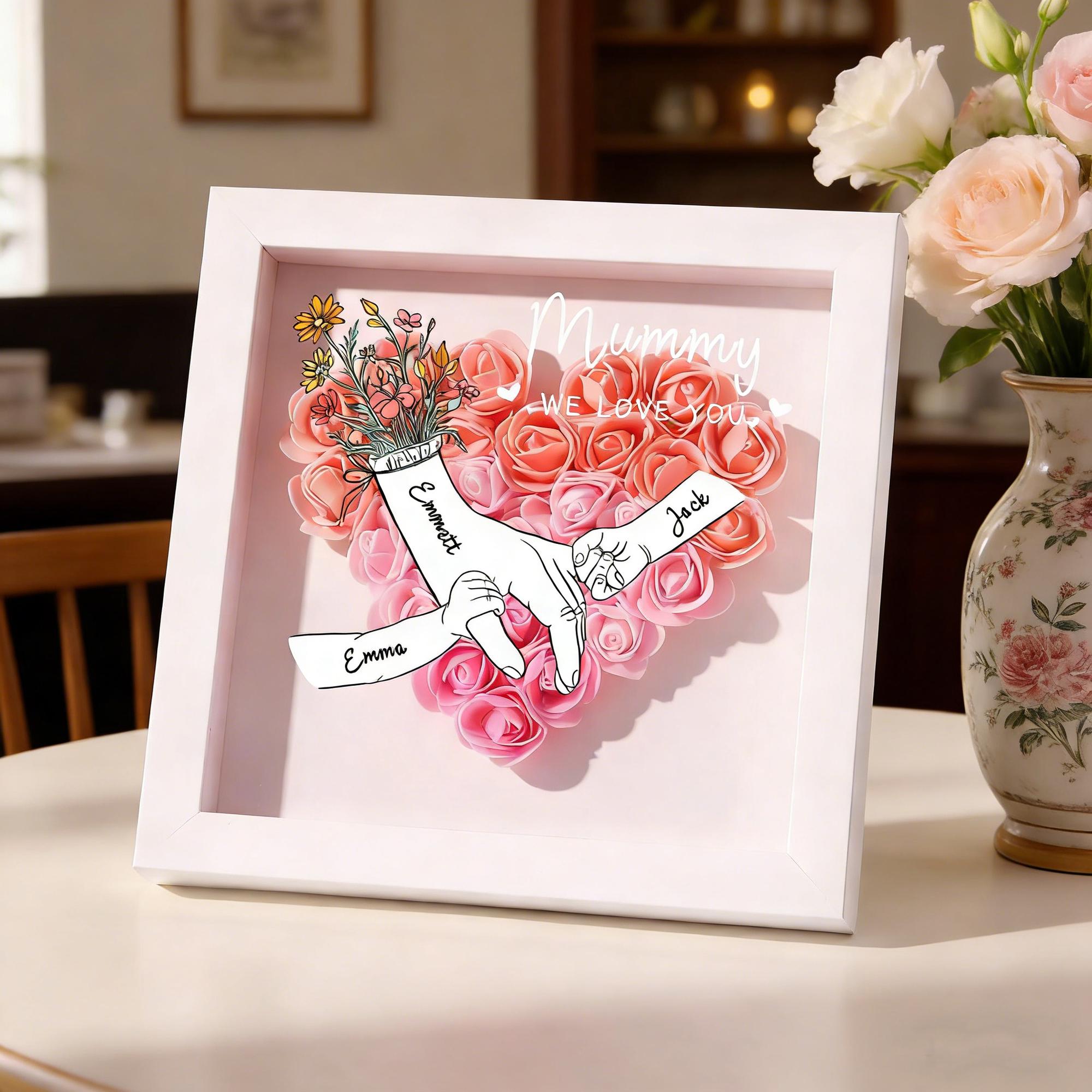 Personalized Roses Heart Shadow Box for Mother's Day Gift, Custom ...