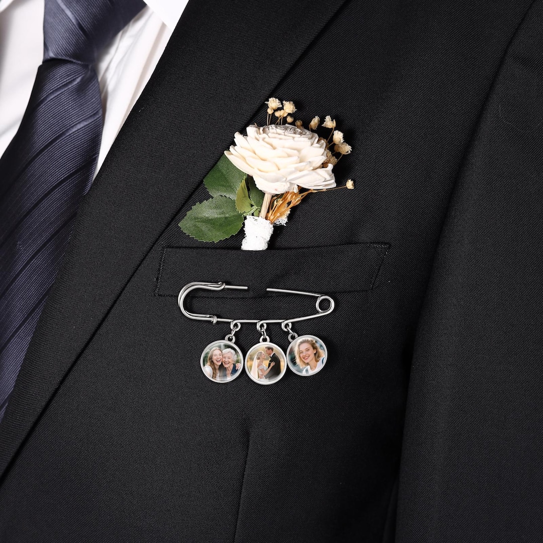 Personalized Wedding Lapel Pin - Custom Photo Lapel Pin - Boutonniere ...
