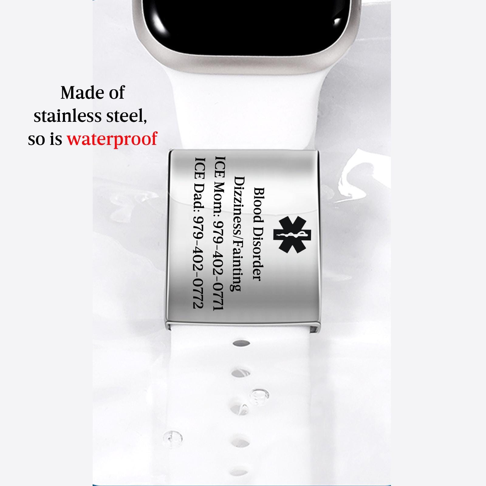 Personalized Medical Alert ID Tag for Watch Band Engraved, Medical ID ...