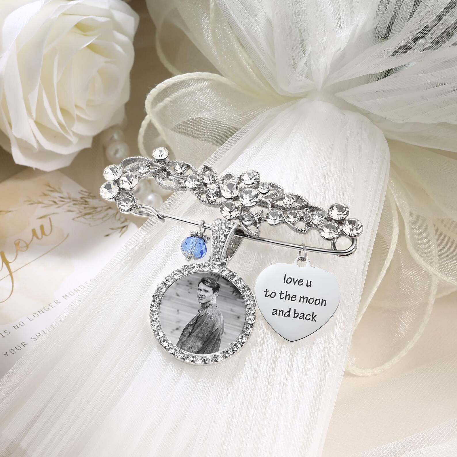 Custom Wedding Bouquet Charm, Memorial Bridal Photo Charm, Something ...