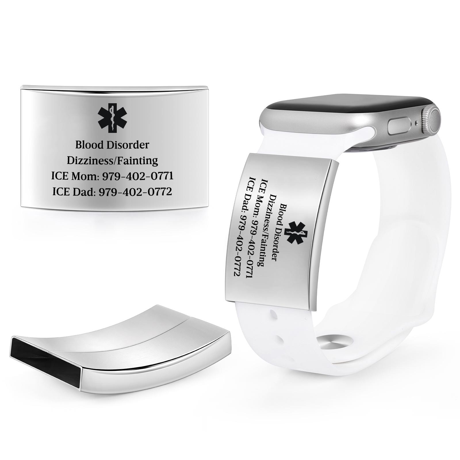 Personalized Medical Alert ID Tag for Watch Band Engraved, Medical ID ...