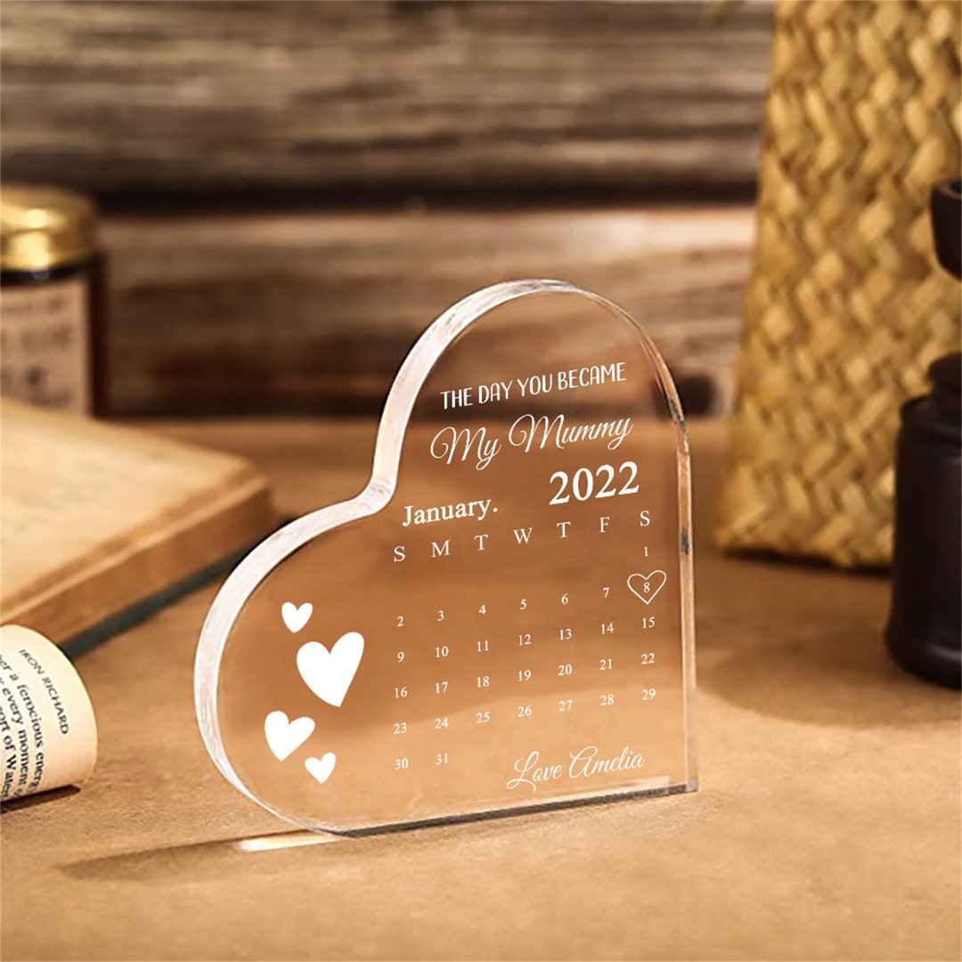 Personalised Day You Became My Mummy Date Acrylic Keepsake Block, Gift ...
