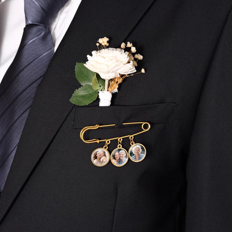 Personalized Wedding Lapel Pin - Custom Photo Lapel Pin - Boutonniere ...