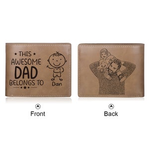 Personalized Photo Engraved Leather Wallet for Dad, Custom Dad Wallet ...
