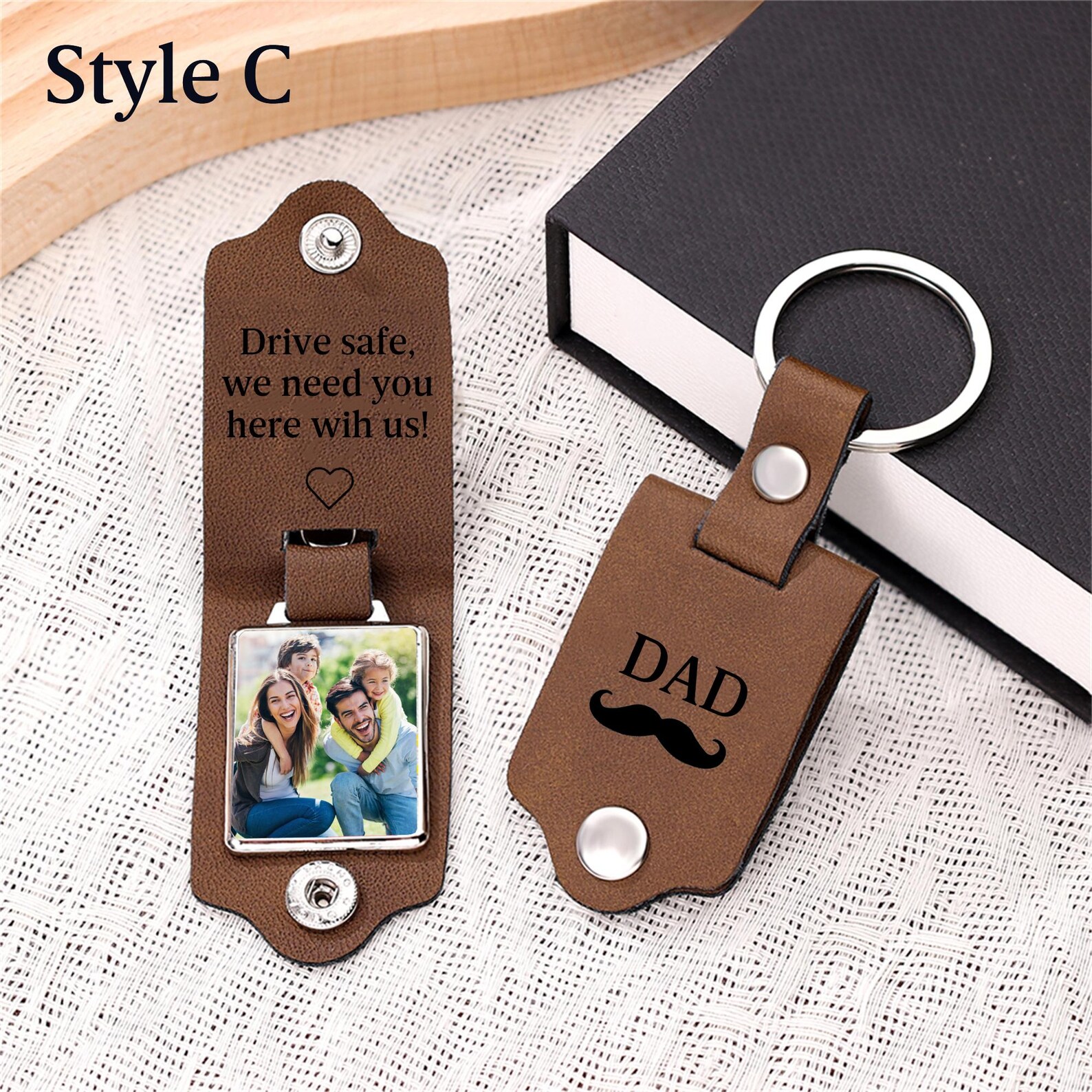 Custom Gifts for Men, Leather Keychain With Photo, Personalized Gifts ...