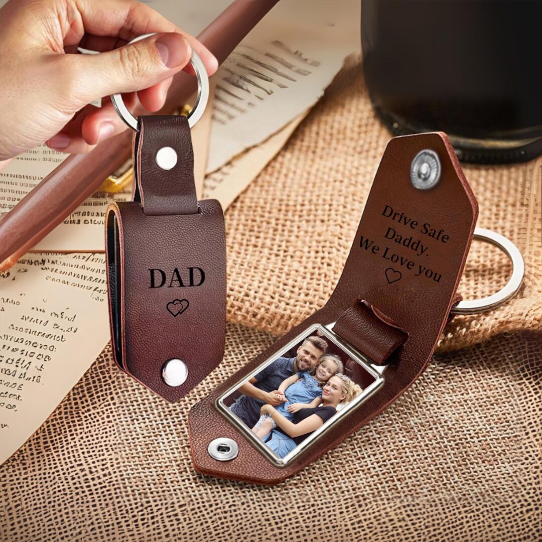 Personalized Mens Leather Keychain With Photo Custom Photo Keychain ...