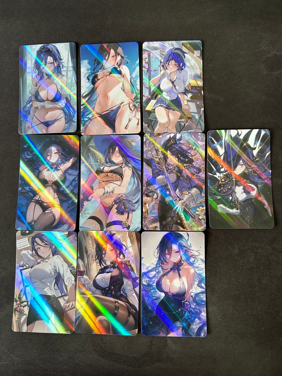 Genshin Impact Holographic Cards Clorinde Sexy Swimsuit Bunnysuit Card Collectible Sleeved 10 ...