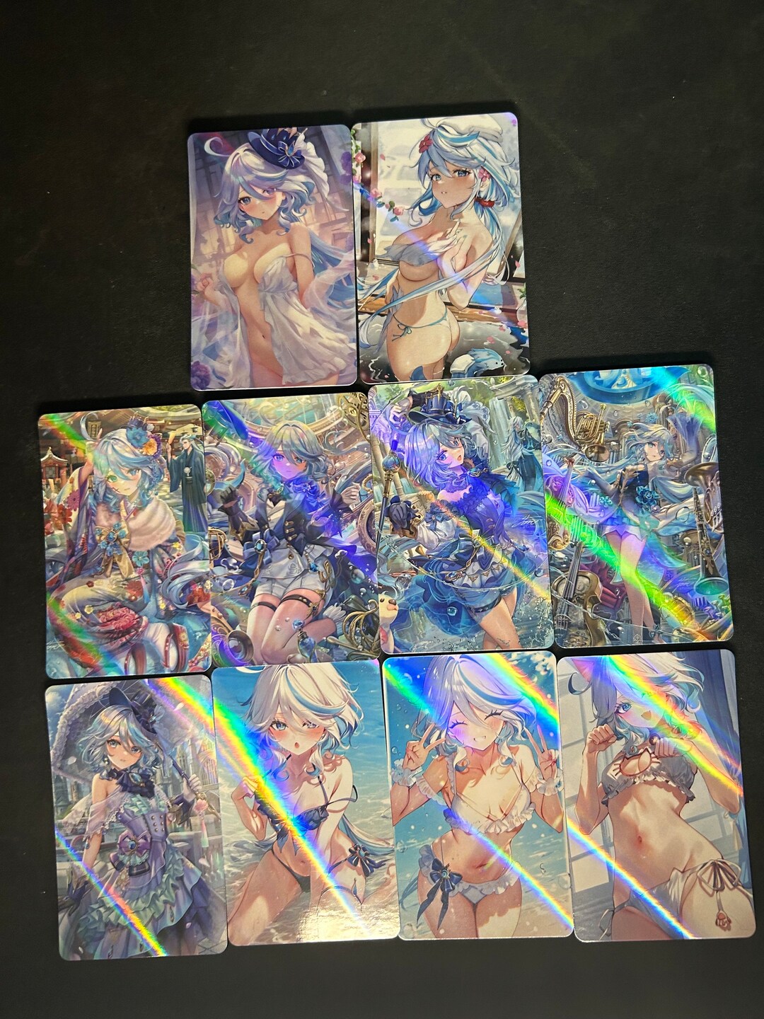 Cards - Furina Genshin Impact Cards Sexy Swimsuit Kimono Card Collectible R18 10 Card Set Ecchi ...