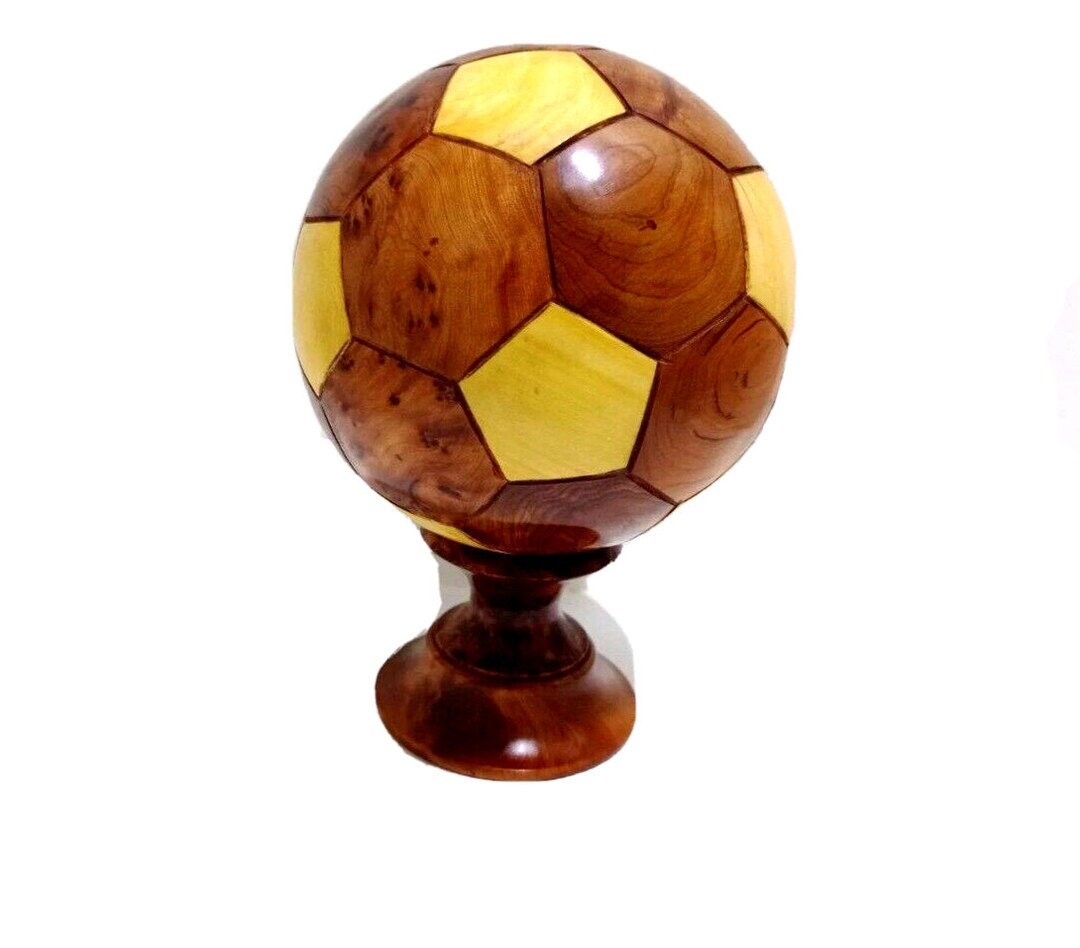 Artisan-crafted Thuya Wood Football: Unique Decorative Ball With Stand ...