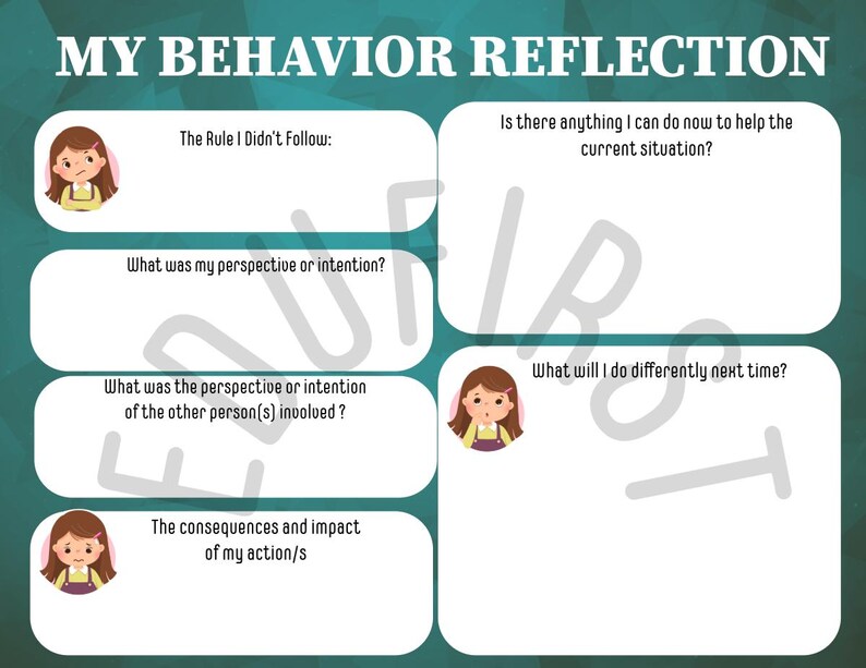 My Behavior Reflection Sheet – Guided Perspective-taking for Kids ...