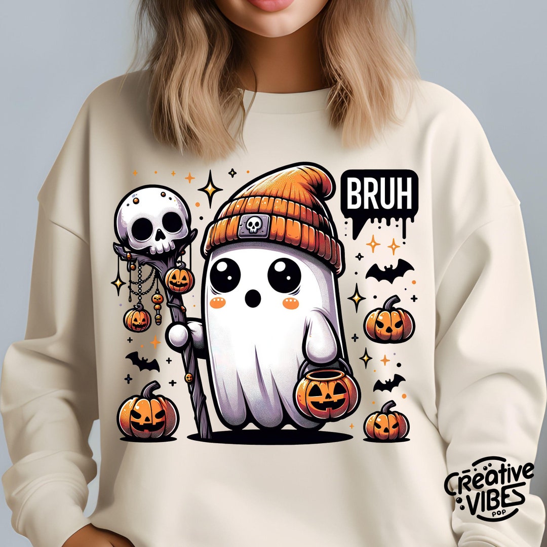 Bruh Ghost Png, Cute Ghost Png, Spooky Ghost Halloween PNG, Halloween ...