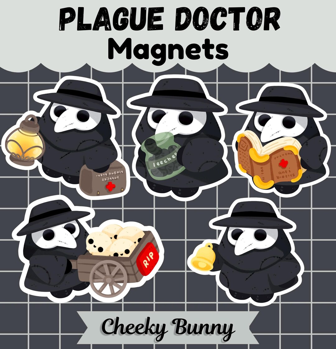 Plague Doctor Magnets- Unusual Decor, Cute, Dark Humor, Goth, Fridge ...