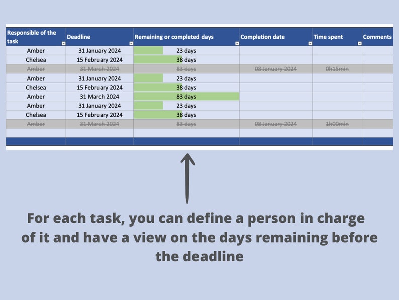 To Do List Tasks Tracker Blue Version Excel Template - Etsy