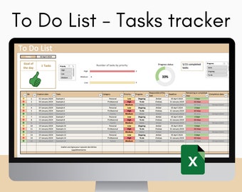 Digital Planner With Time Schedule, Excel to Do List, Daily to Do, Task ...