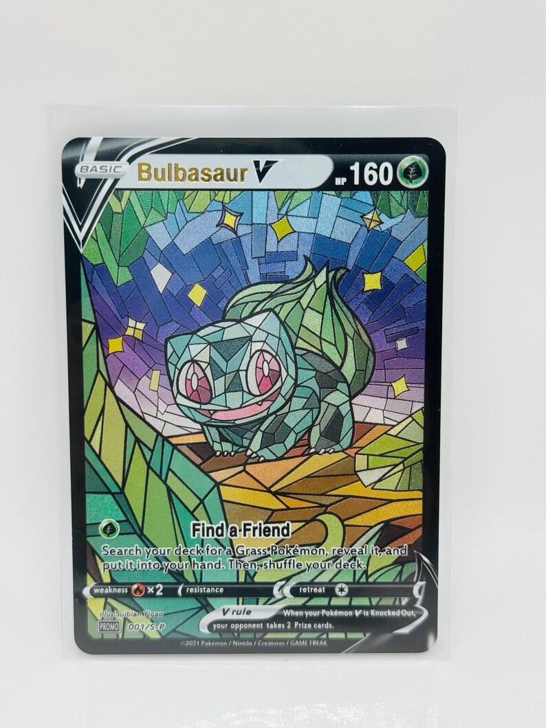 Mint Pokemon Bulbasaur Stain Glass DIY Kawaii Holo Custom Card - Etsy