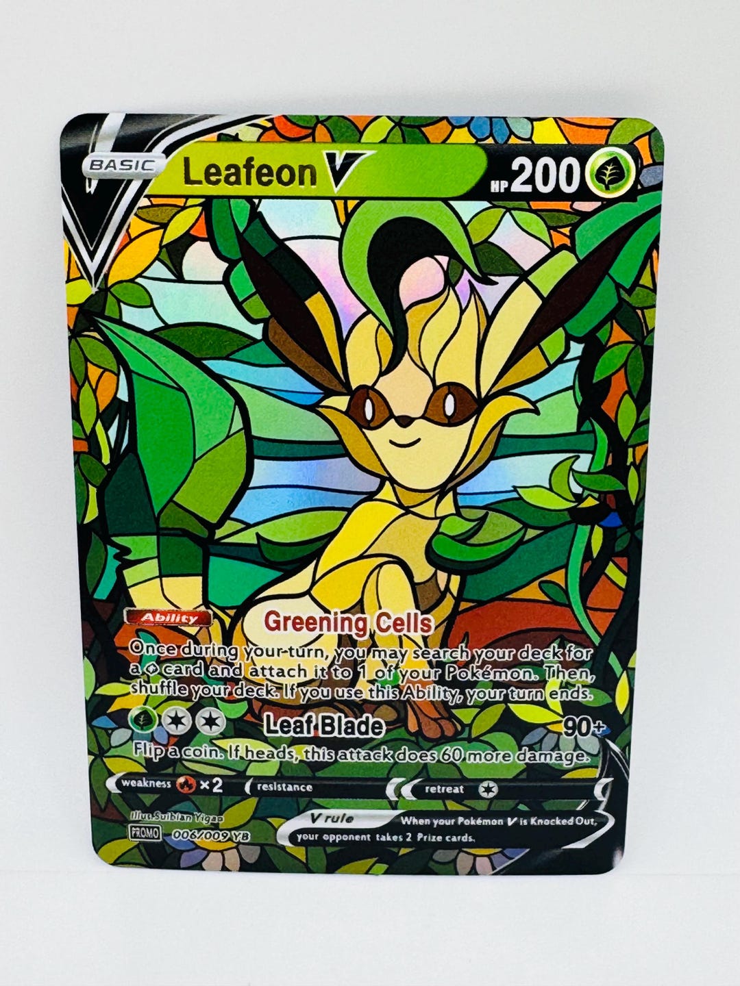 Pokemon Leafeon Stain Glass DIY Kawaii Holo Custom Card - Etsy
