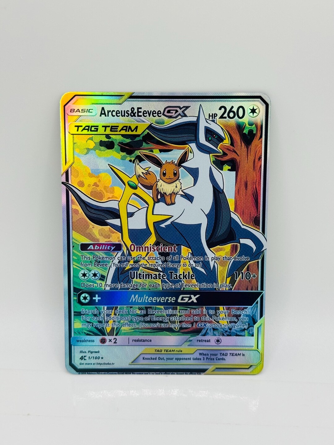 Mint Pokemon Arceus & Eevee GX Holo Fan Art DIY Card - Etsy