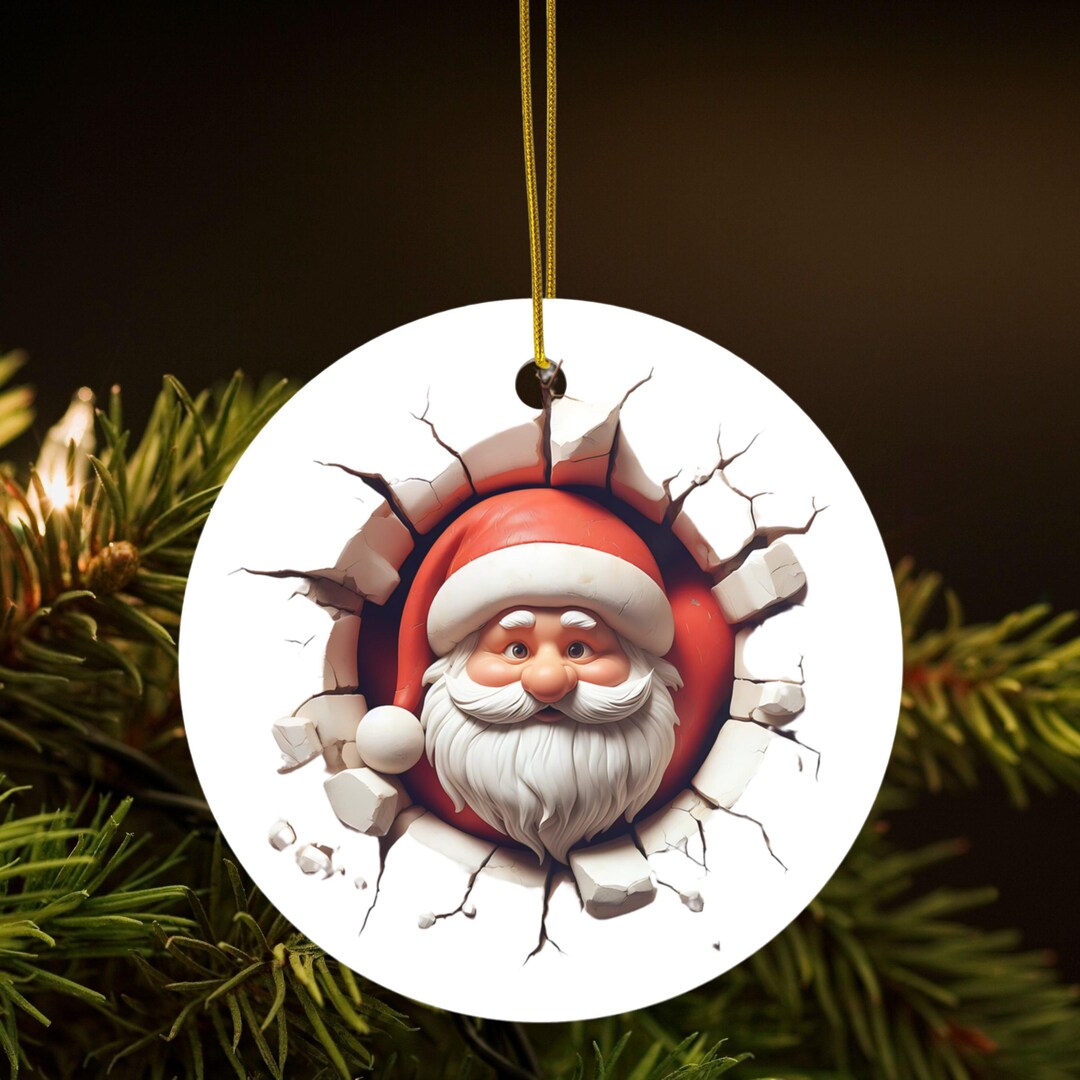 Funny Santa Crash Ceramic Ornament: Double-sided Xmas Decor - Etsy