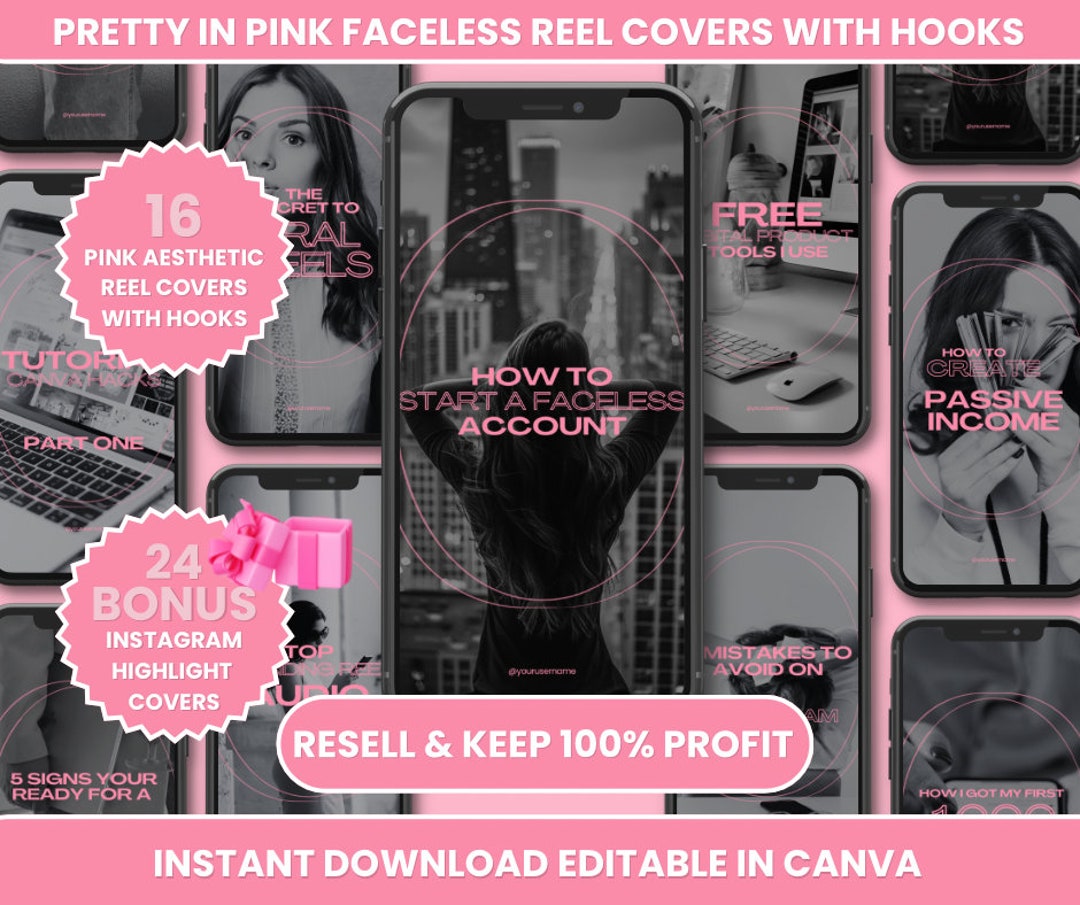 FACELESS Reel Covers With Hooks, BONUS Instagram Highlight Covers With ...